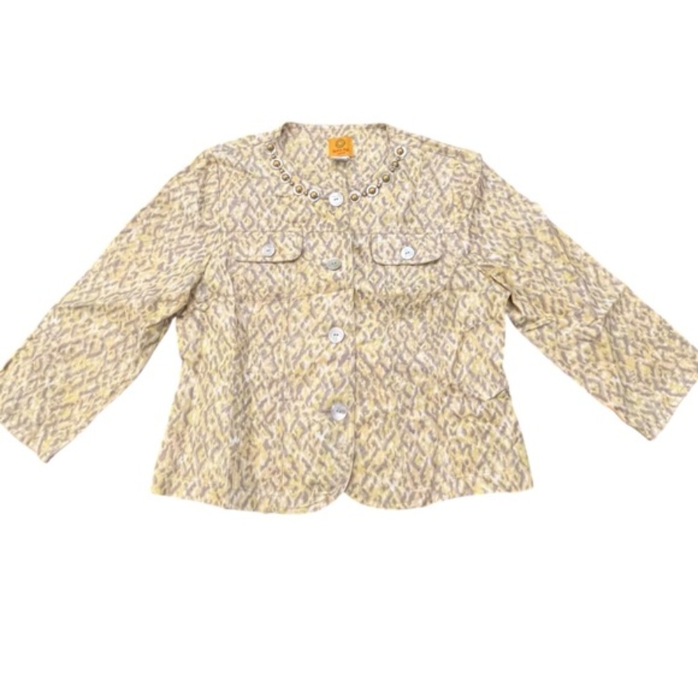 Ruby Rd Yellow Linen Jacket Spring Oasis 3/4 Sleeves … - Gem